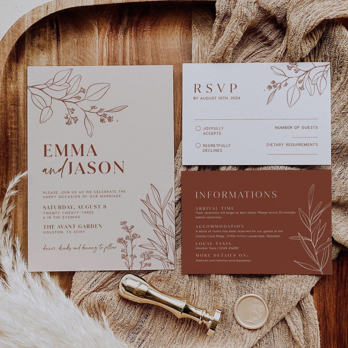 Boho Floral Wedding Invitation Suite – LovelyTemplatesCo