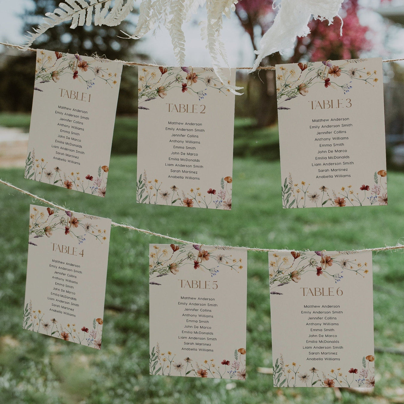 Hanging Seating cards, Floral Seating chart, Seating cards template ...